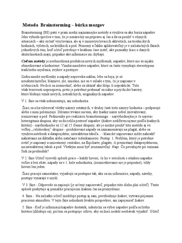 Metoda Brainstorming SK | PDF