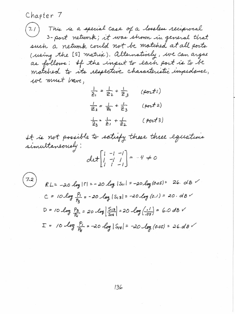 Sulotion For Chapter 7 - Microwave Engineering 3rd Ed - Pozar | PDF