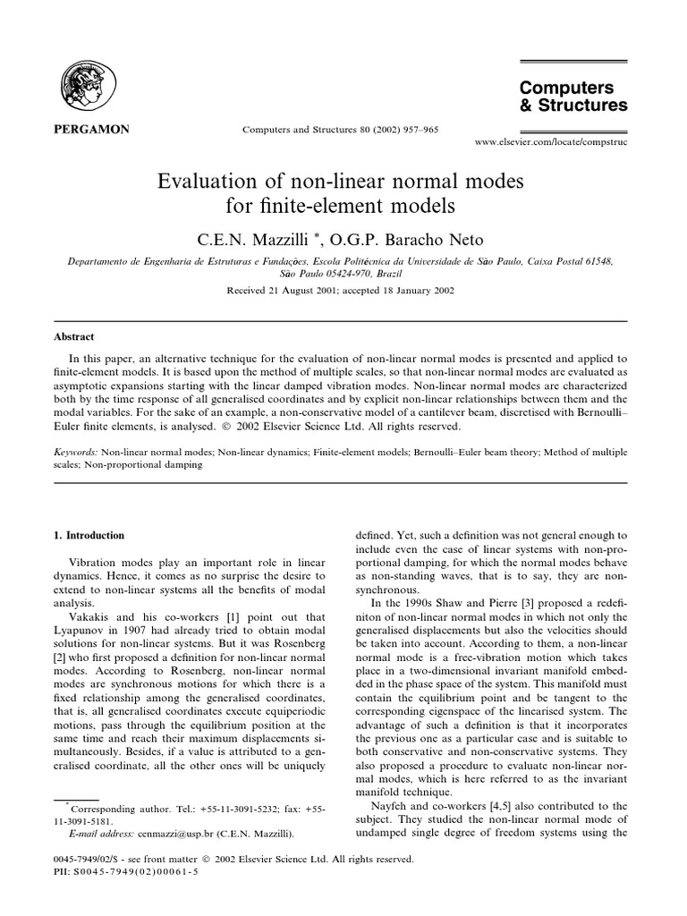 Non-Linear Normal Modes in Finite Elements | PDF | Finite Element ...