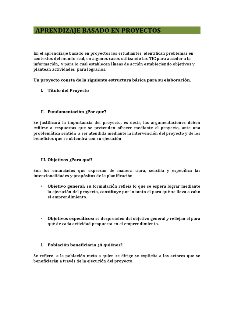 Aprendizaje Basado en Proyectos | Descargar gratis PDF | Aprendizaje en base a proyectos ...
