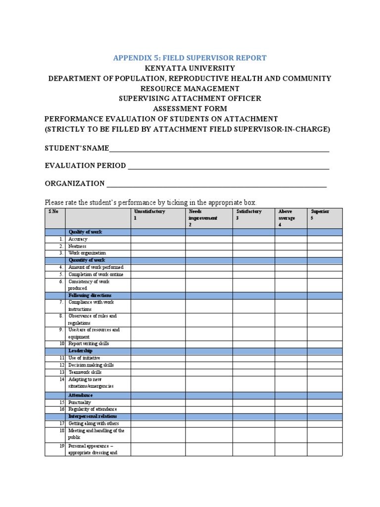 Field Supervisor Assessment Form | PDF