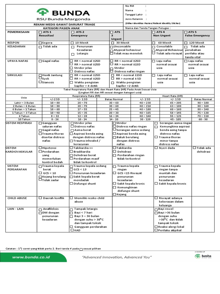 Form Triase Anak | PDF