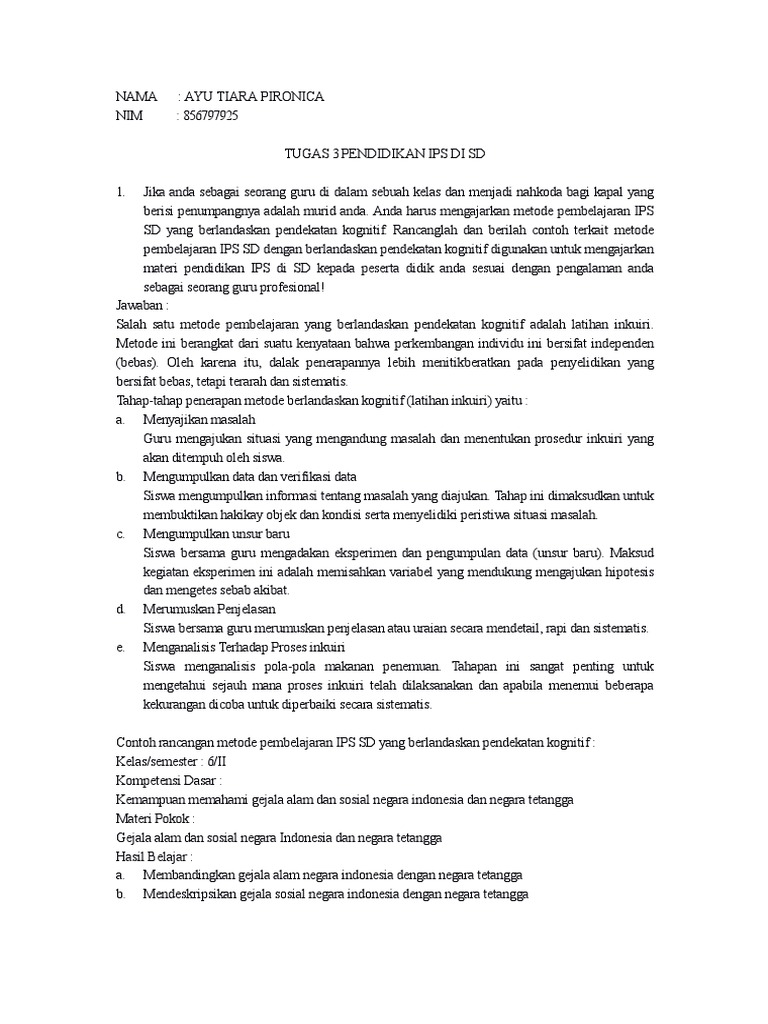 Tugas 3 Ips (Ayu Tiara Pironica) | PDF | Karier & Perkembangan