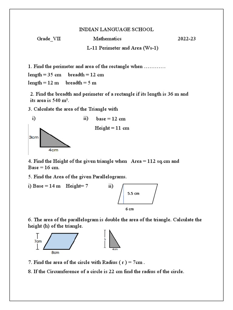 GR VII Math Ch11 Ws1 | PDF | Teaching Methods & Materials | Home & Garden