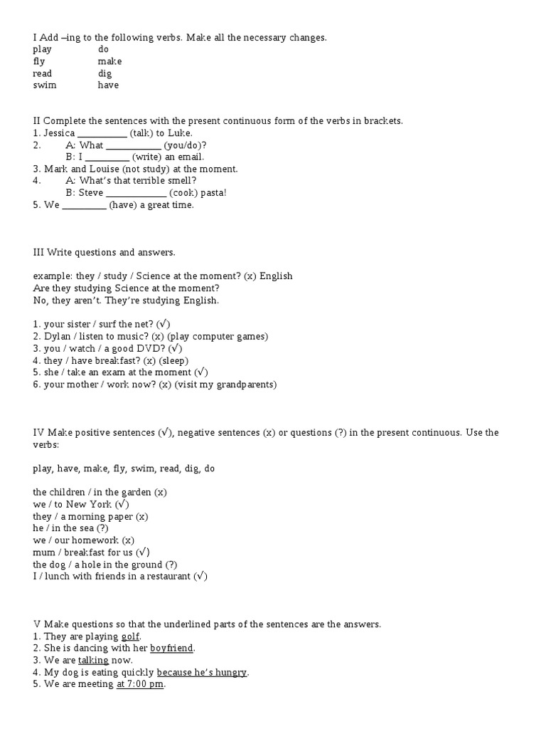 Notatek PL Present Continuous Zadania | PDF
