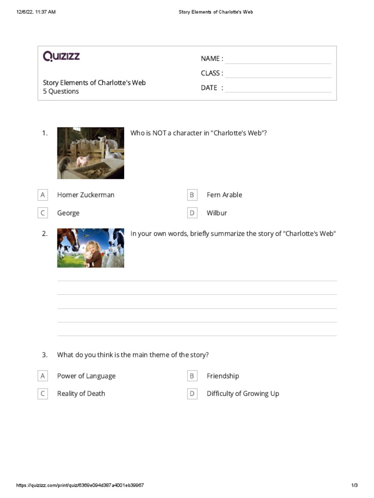 Story Elements of Charlottes Web | PDF