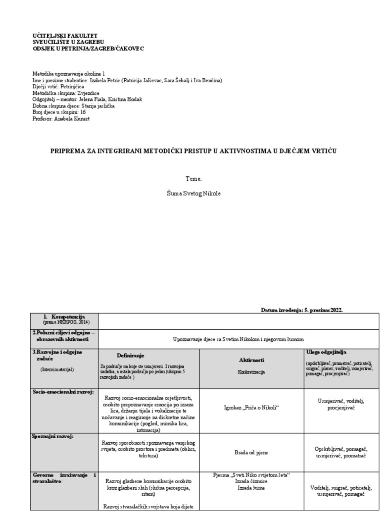 Priprema MUO 1 (Šuma Svetog Nikole) | PDF