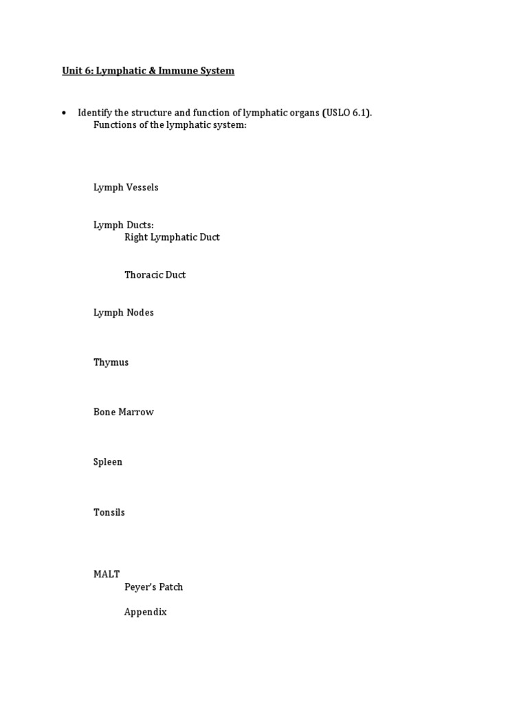 Lymphatic & Immune System Overview | PDF