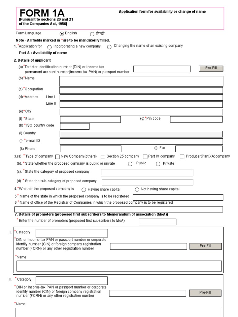Form 1030: Company Name Application | PDF
