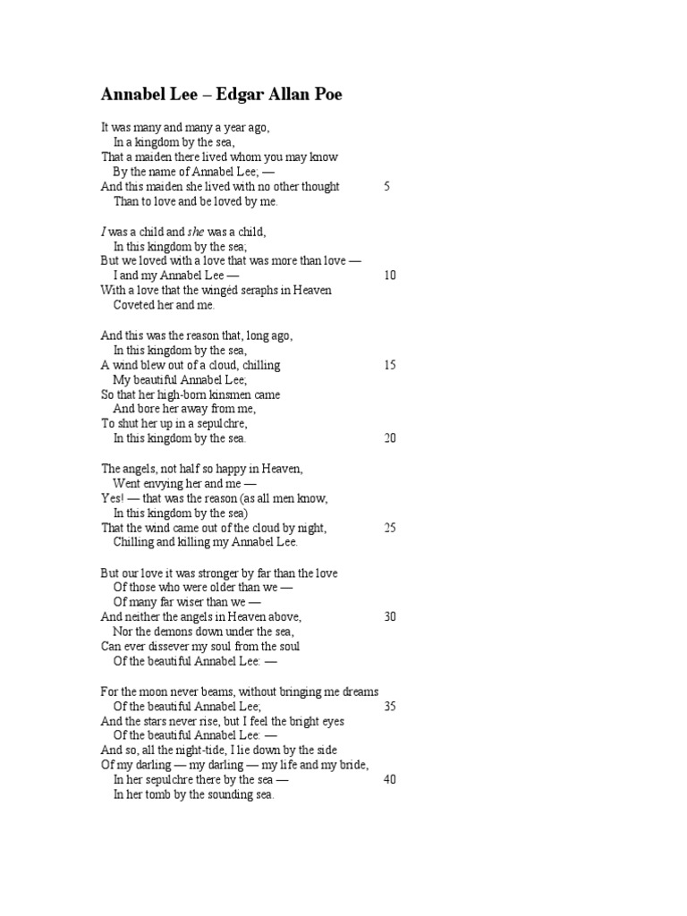 Annabel Lee With Questions | PDF