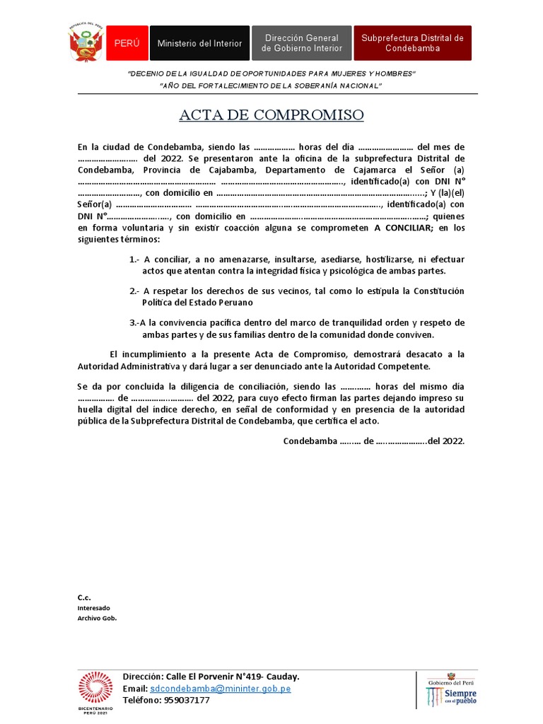 Acta de Compromiso | PDF | Gobierno | Justicia