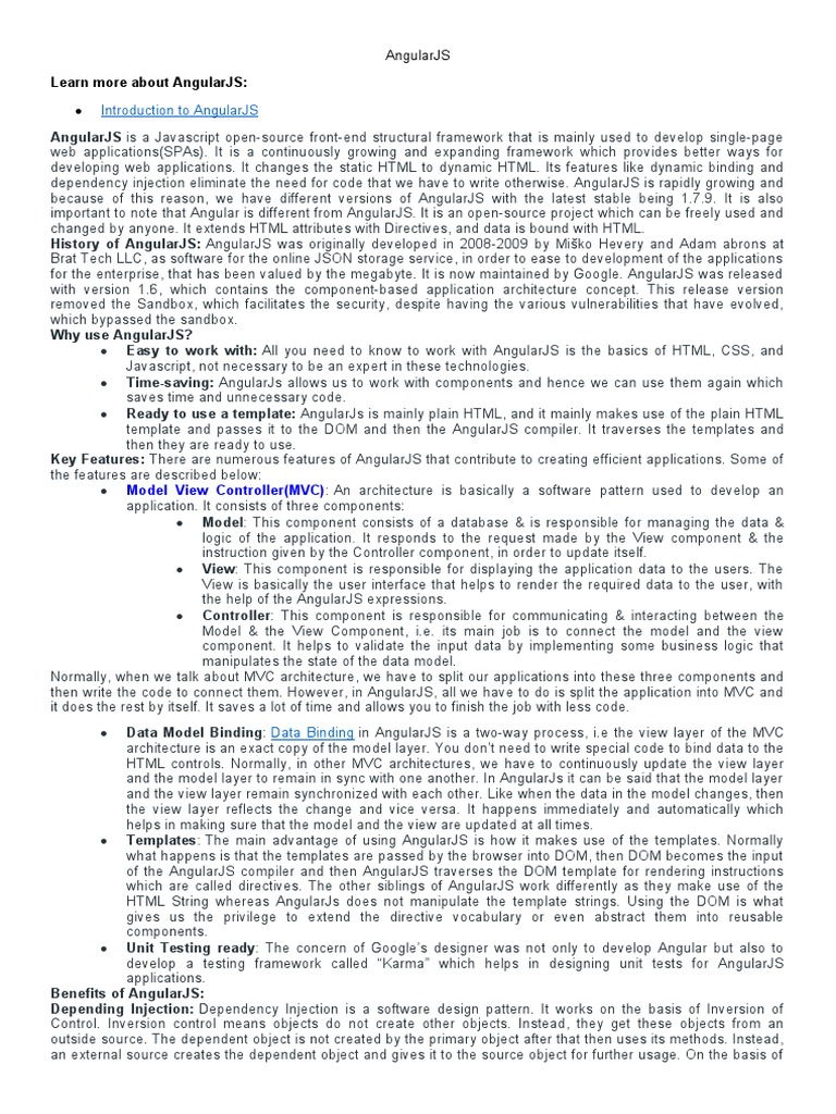 Angular Js Pdf Angular Js Model View Controller