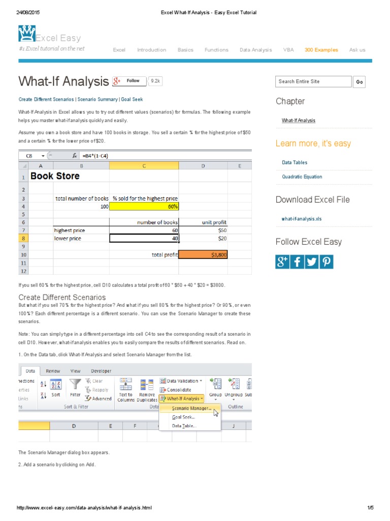 Excel What-If Analysis - Easy Excel Tutorial | PDF | Microsoft Excel ...
