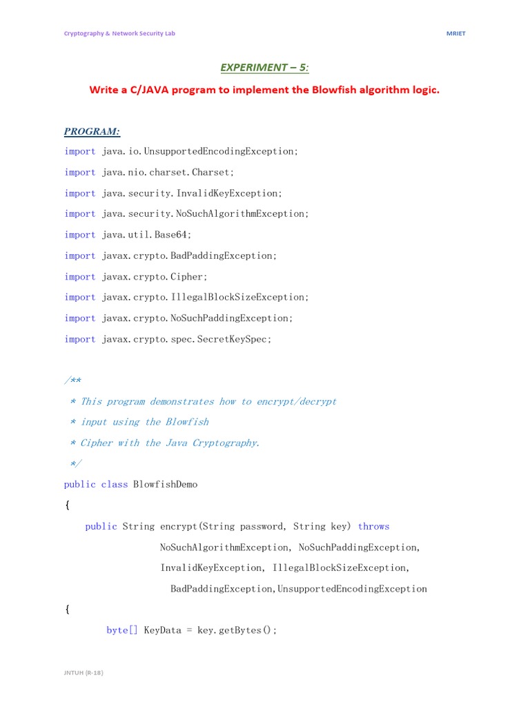 BlowFish - Program | PDF | Encryption | Key (Cryptography)