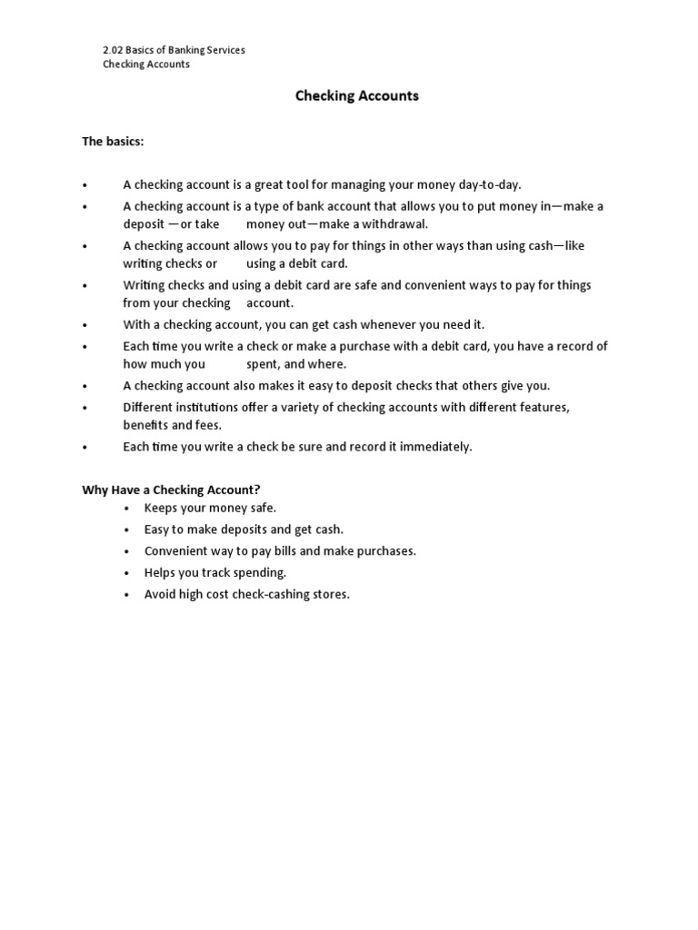 Understanding Checking Accounts Basics | PDF | Law