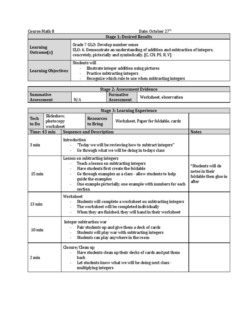 Grade 8 Lesson Plan | Download Free PDF | Education Theory | Cognitive ...