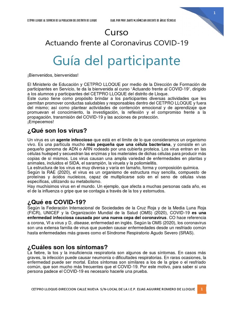Curso COVID-19 CETPRO | PDF | Ciencias sociales | Ciencia y matemáticas