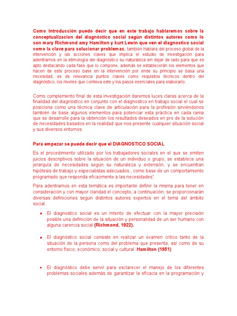 Diagnostico Social-Elaborado | PDF | Trabajo Social | Conocimiento