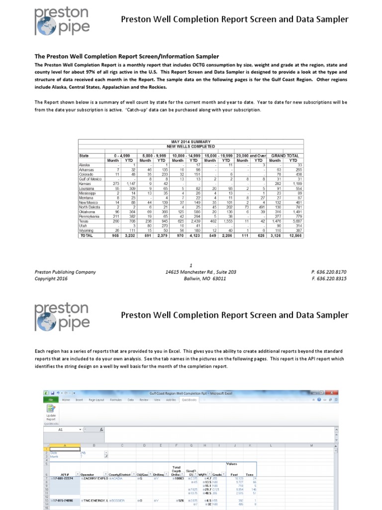 The Preston Well Completion Report Screen Info Sampler | PDF | Software ...