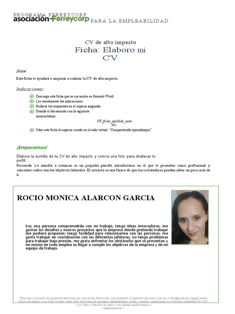 CV Ficha Alarcon Garcia Rocio | PDF