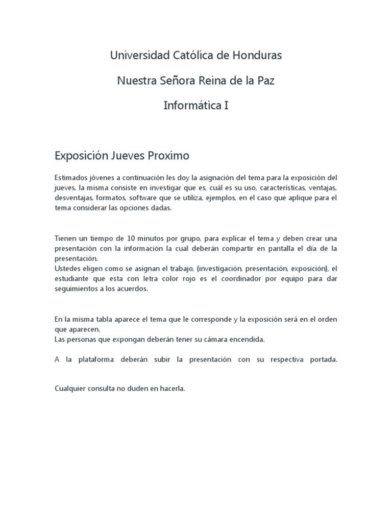 Exposicion Informatica I III TRI | PDF