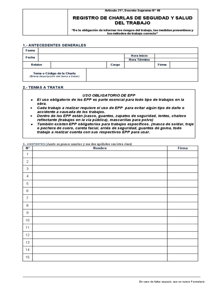 Charla USO OBLIGATORIO DE EPP. | PDF