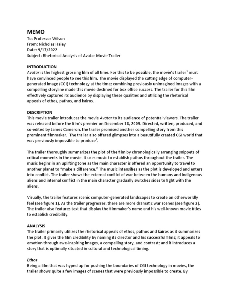 Avatar Trailer Analysis | PDF | Avatar (2009 Film)