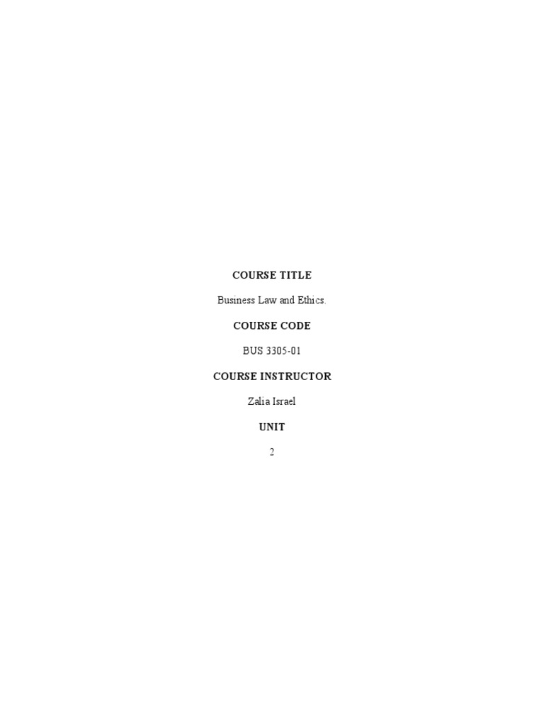 Written Assignment Unit 2 Business Law And Ethics Pdf 