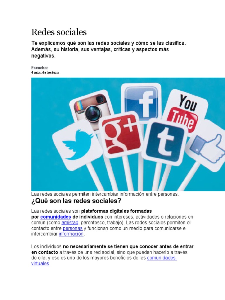 Redes Sociales | PDF | Servicio de redes sociales | Facebook