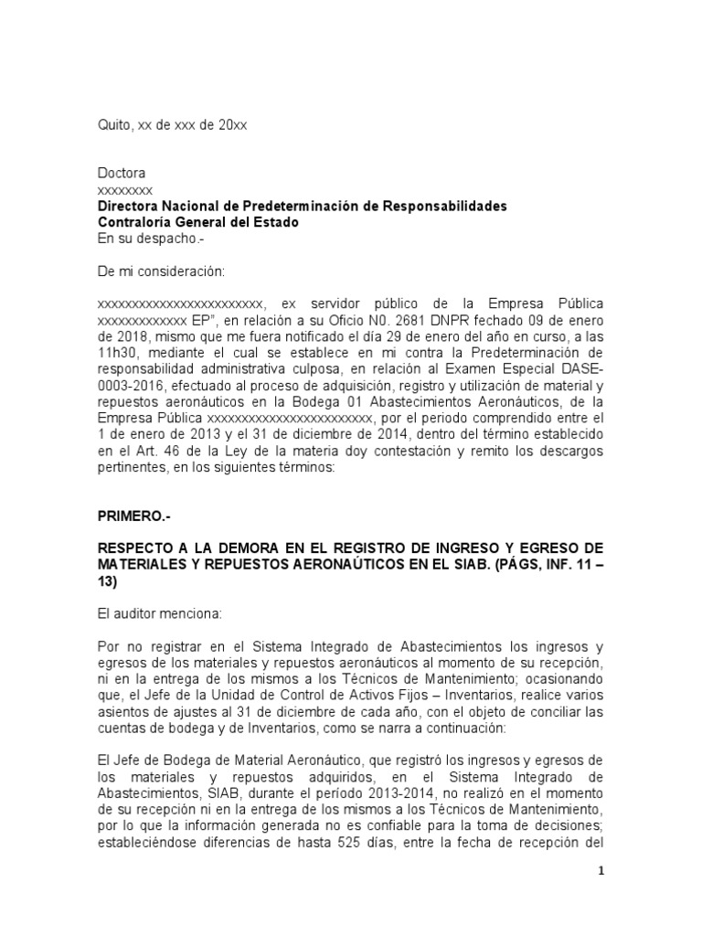 Modelo de Impugnación Predeterminación | PDF | Contabilidad | Contralor