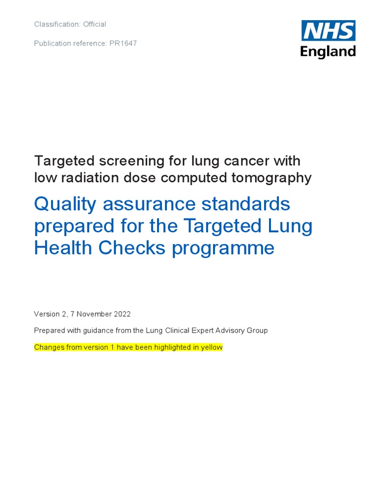B1647 Quality Assurance Standards Targeted Lung Health Checks Programme ...