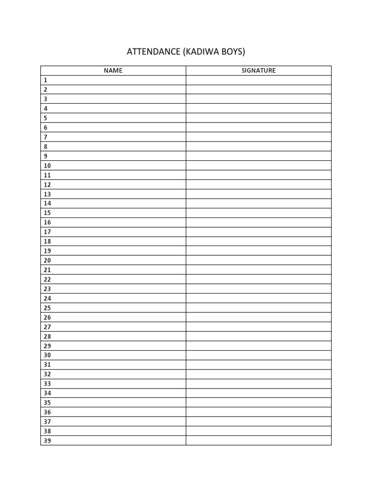 ATTENDANCE | PDF | Games & Activities
