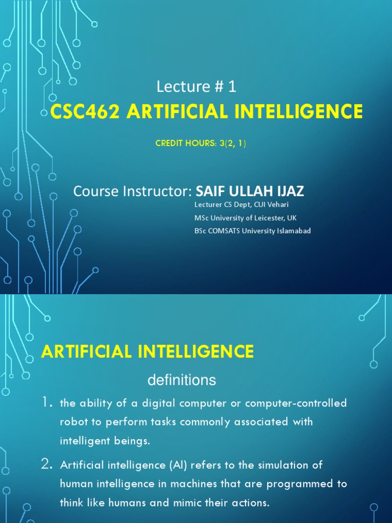 CSC462-AI Lec01 Slides | Download Free PDF | Artificial Intelligence | Intelligence (AI) & Semantics