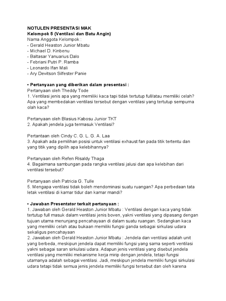 Notulen Presentasi MAK (Kelompok 5) | PDF | Karier & Perkembangan ...