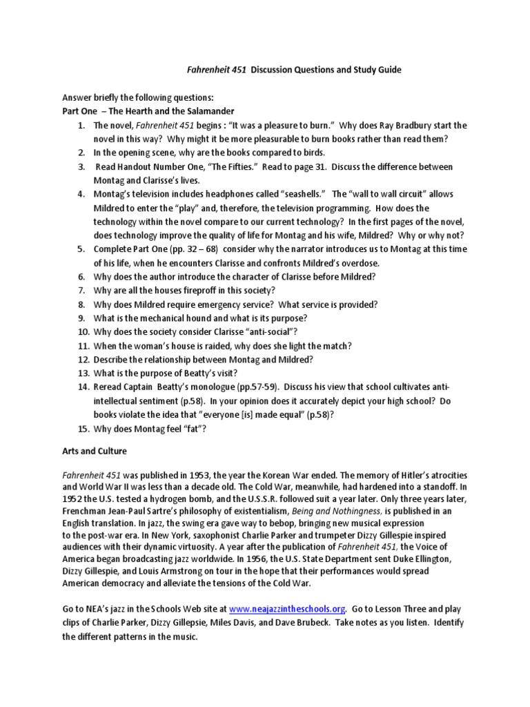 Fahrenheit - 451 Discussion Questions | PDF | Narration