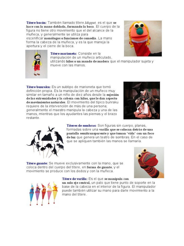 Tipos de Titere | PDF | Marionetas | Mano