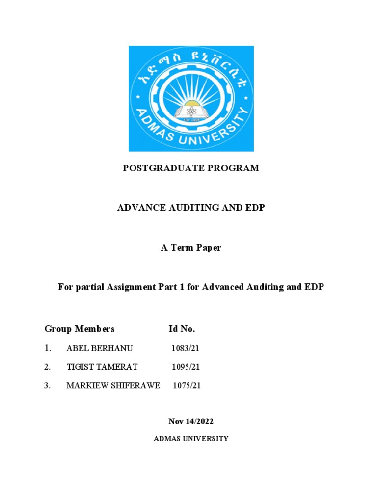 Advance Auditing and EDP Assigment-1 Group 8 | PDF | Financial Audit | Audit