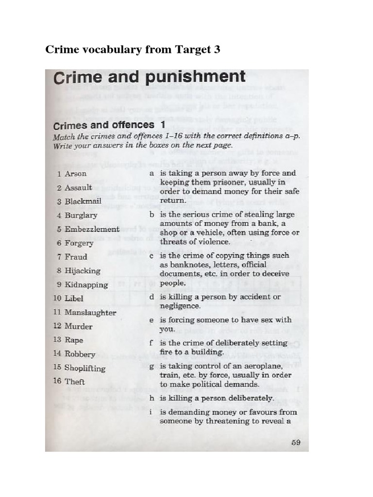 Crime Vocabulary From Target 3 2 2 Files Merged | PDF