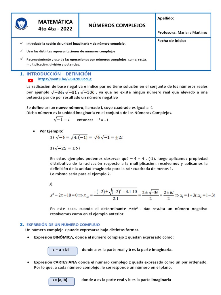 Números Complejos | PDF | Número complejo | Números
