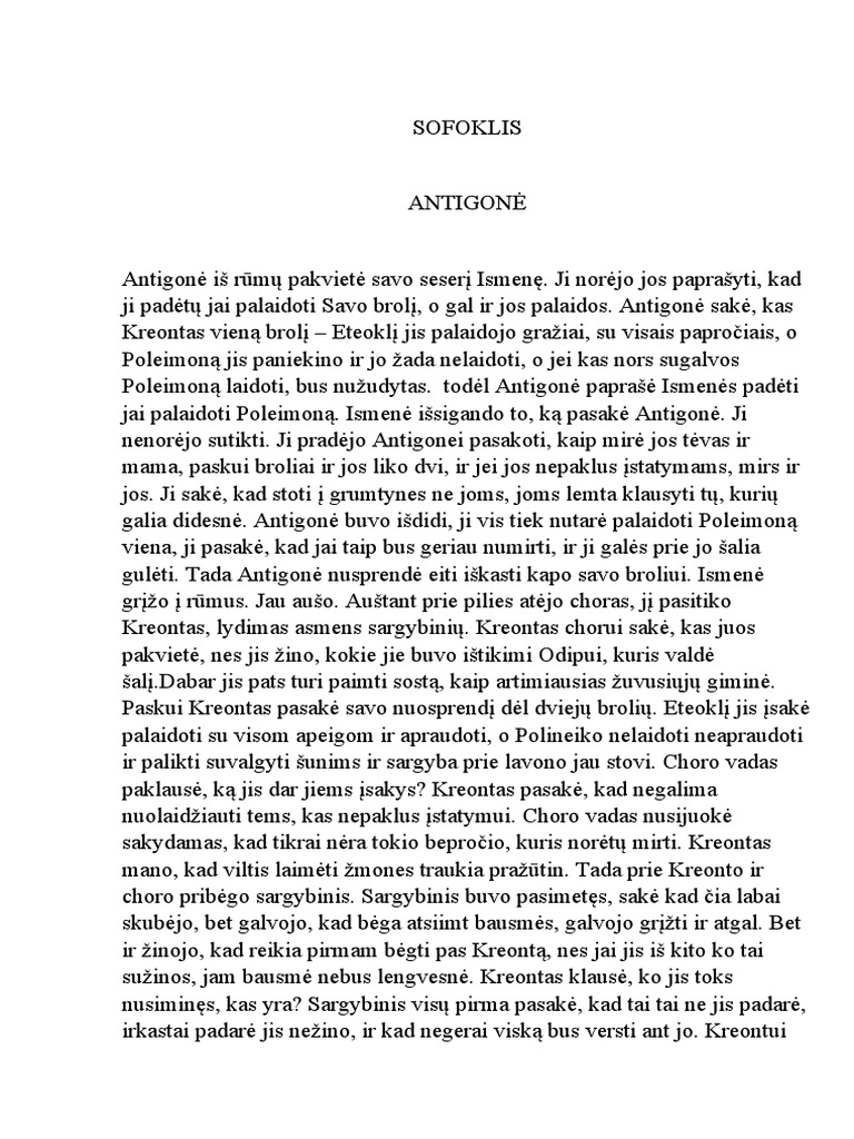 Sofoklis ,,antigonė'' | PDF