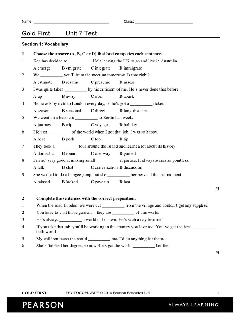 First Unit Test 07 | PDF