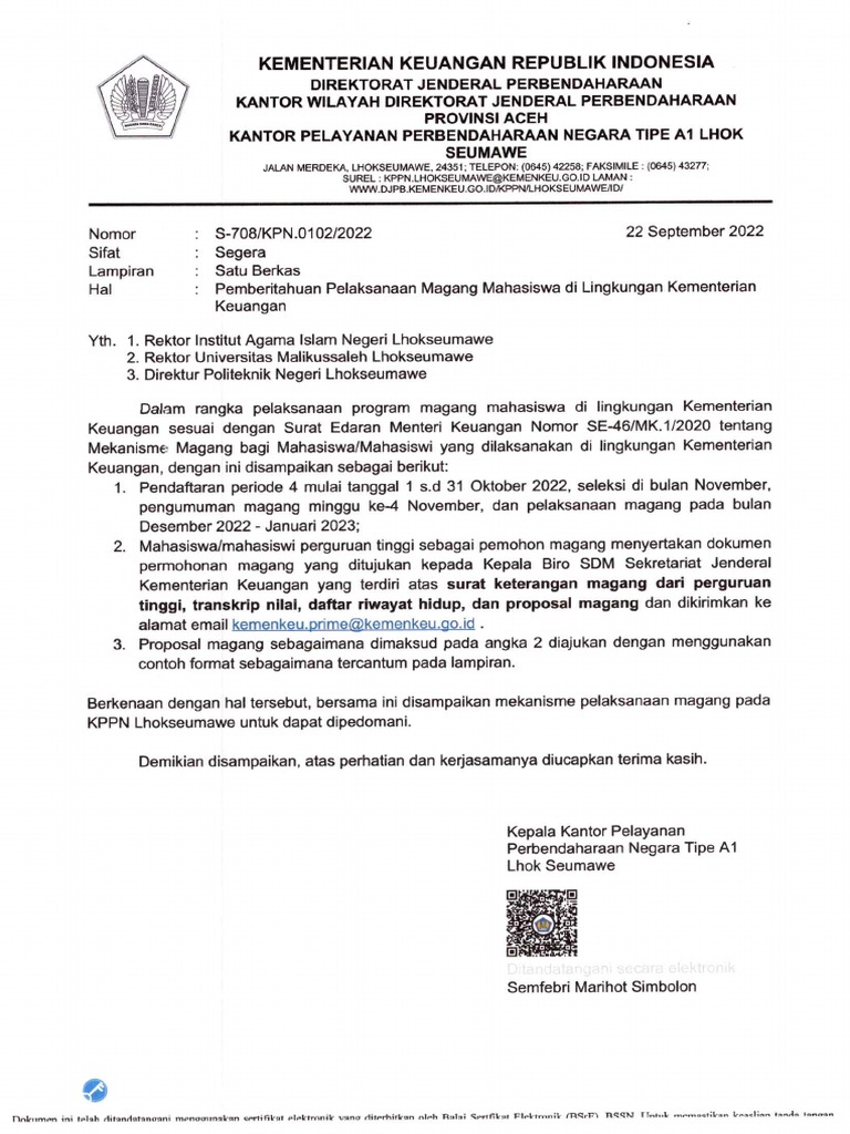 Magang Kemenkeu | PDF