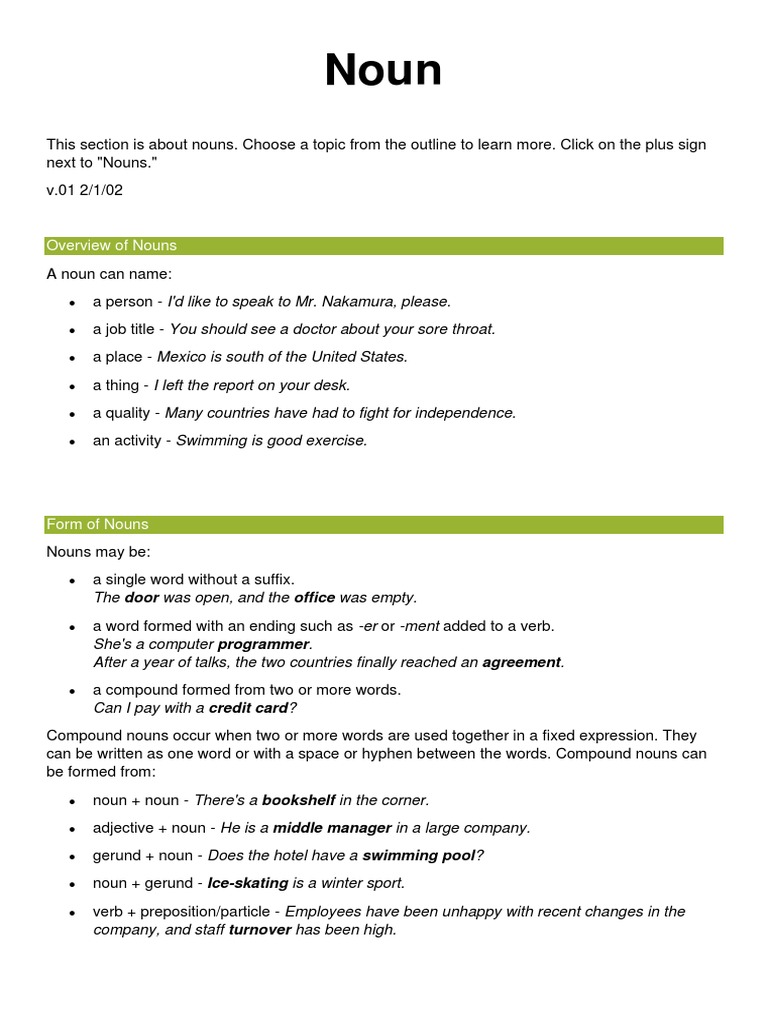 Understanding Nouns: Types and Usage | PDF | Adverb | Grammatical Gender