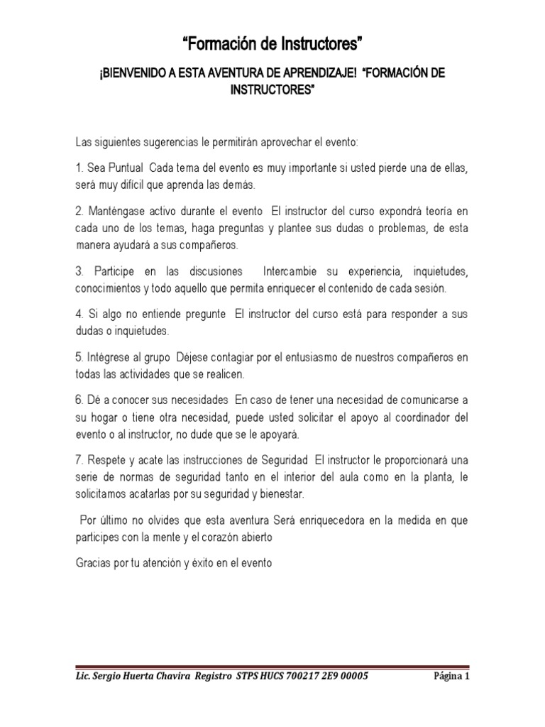 Formación de Instructores: Guía Práctica | PDF | Aprendizaje | Método ...
