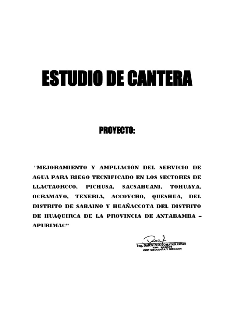 Estudio de Cantera Santa Rosa | PDF | Cantera