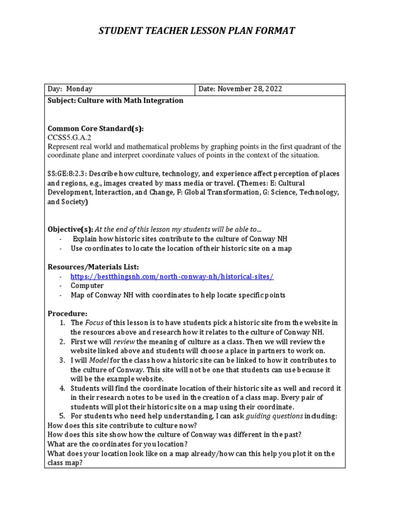 culture lesson plan | PDF | Lesson Plan | Mathematics