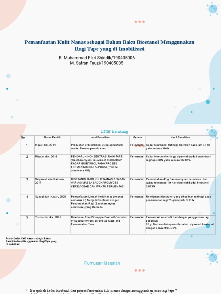 Bioetanol dari Kulit Nanas dengan Ragi Tape | PDF