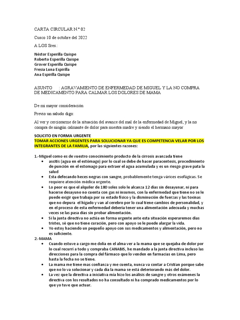 Carta Circular #2 | PDF | Medicina CLINICA | Especialidades Medicas