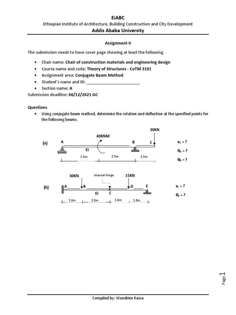 Assignment On Conjugate Beam Method | PDF