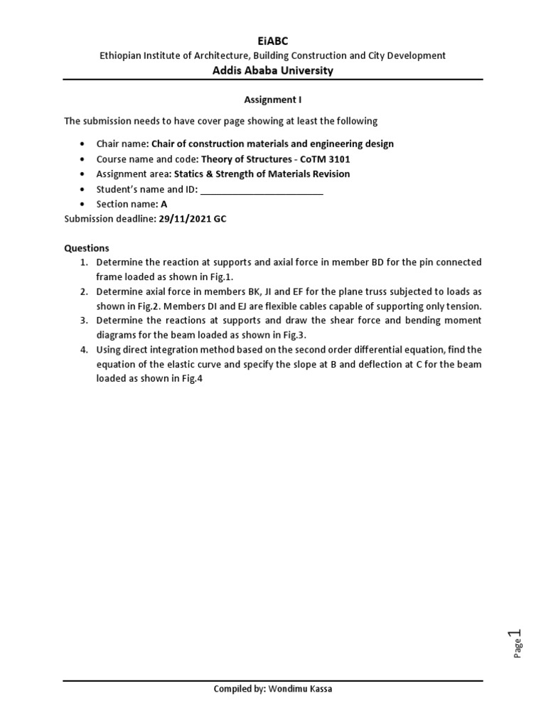 Statics & Strength of Materials Assignment | PDF | Beam (Structure ...
